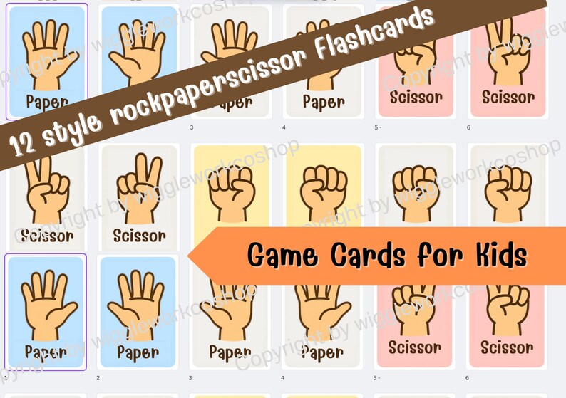 Rock Paper Scissors Flashcards – Printable Game Cards for Kids (digital ...