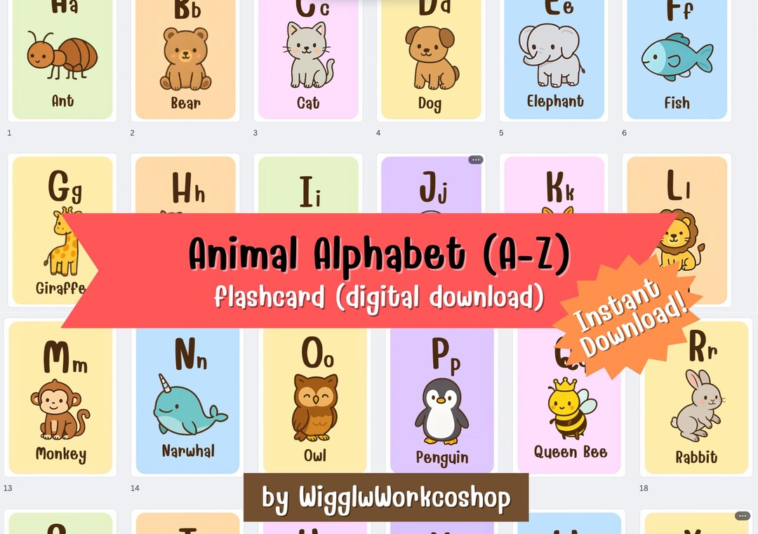 Alphabet Animal Flashcards | A–Z Printable Learning Cards for Kids ...