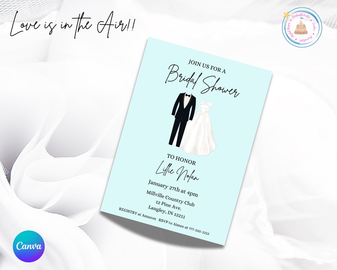 Bridal Shower Invitation, Simple Classic Invite, Tiffany Blue, Instant ...