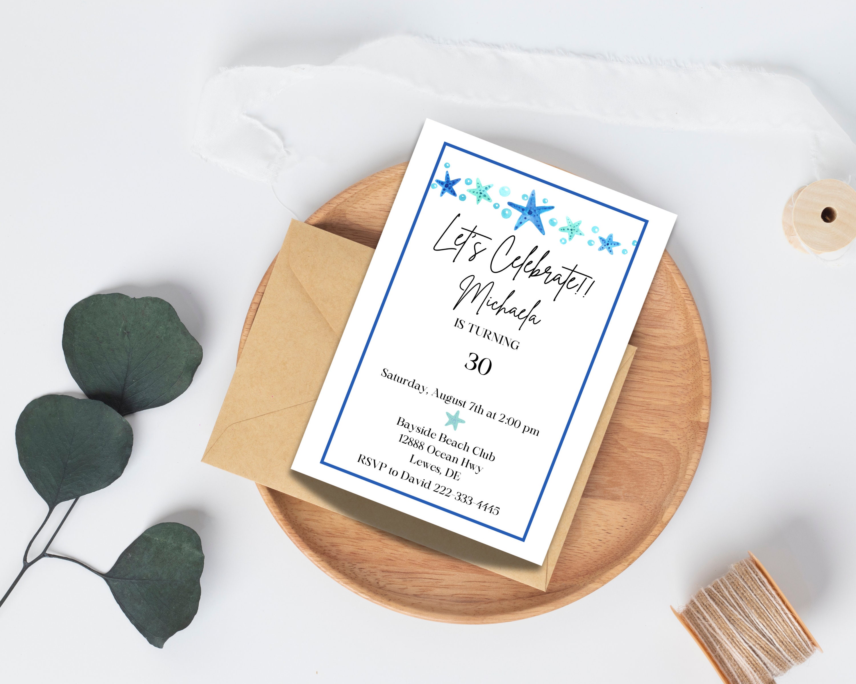 Starfish Birthday Party Invitation-seashell Theme-instant Download in ...