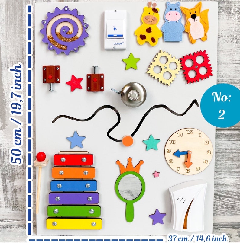 Custom Large Busy Board for Kids Wooden Activity Toy, Sensory Wall ...