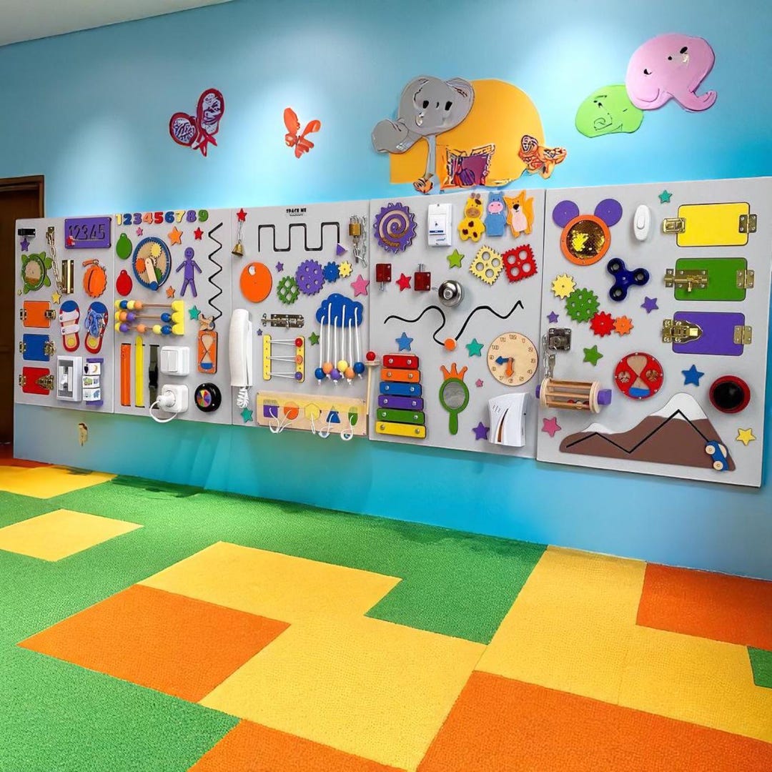 Montessori Busy Board Set, Large 18in1 Toddlers Toy, Activity Wall ...