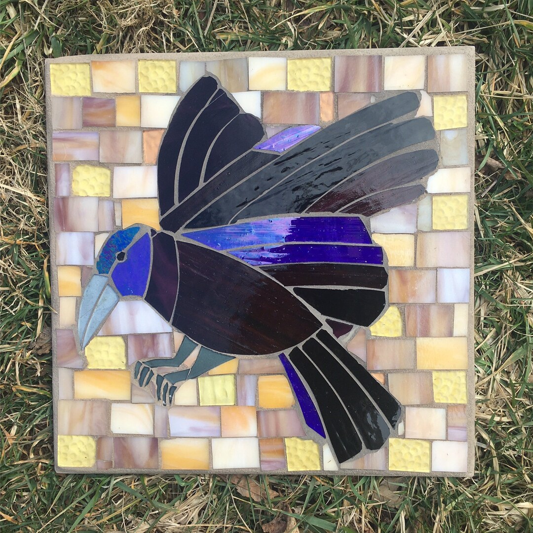 Crow Raven Mosaic, Garden Art, Wall Plaque - Etsy