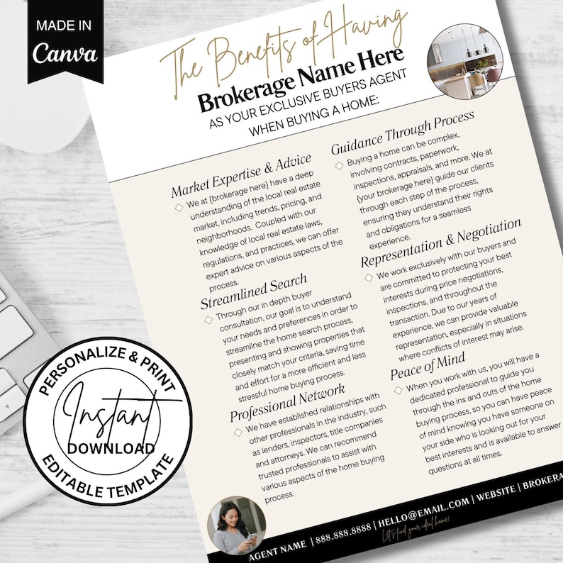 Buyer Broker Agreement Brochure: Benefits of Real Estate Agent Template ...