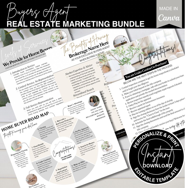 Buyer Agent BUNDLE, Real Estate Realtor Marketing, 4 Editable Canva ...