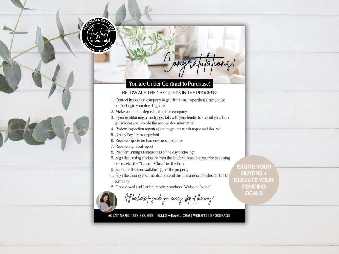 Real Estate Buyer's Next Steps Brochure: Under Contract Template (canva ...