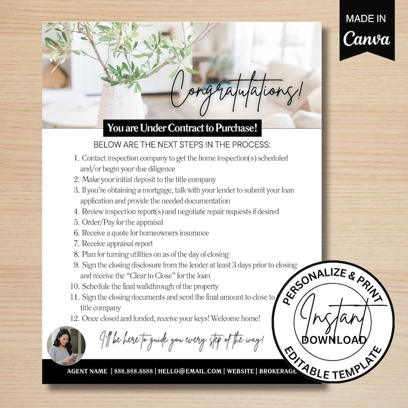 Real Estate Buyer's Next Steps Brochure: Under Contract Template (canva ...
