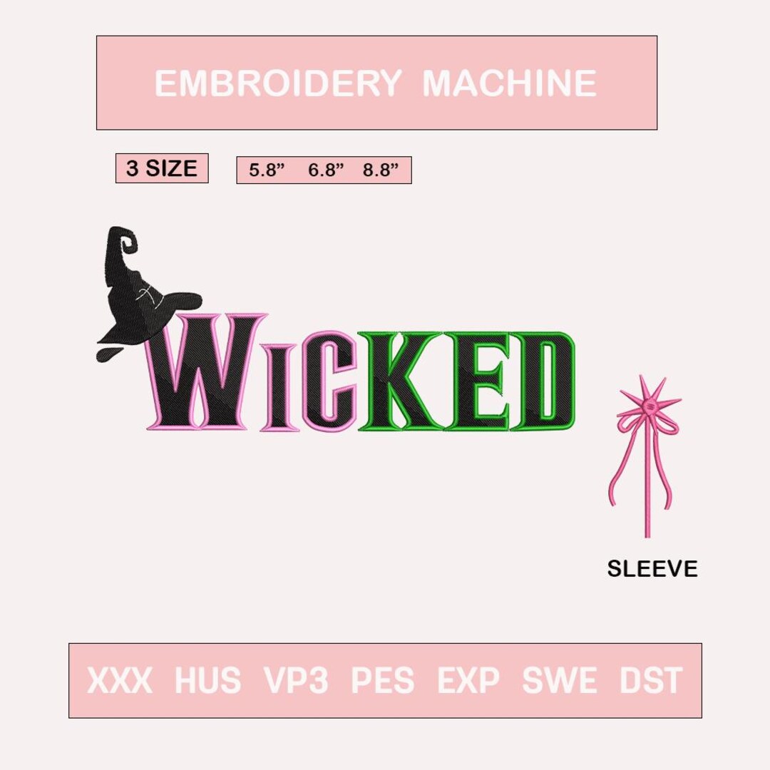 Wicked Logo Machine Embroidery Files, Trendy Design, Embroidery ...
