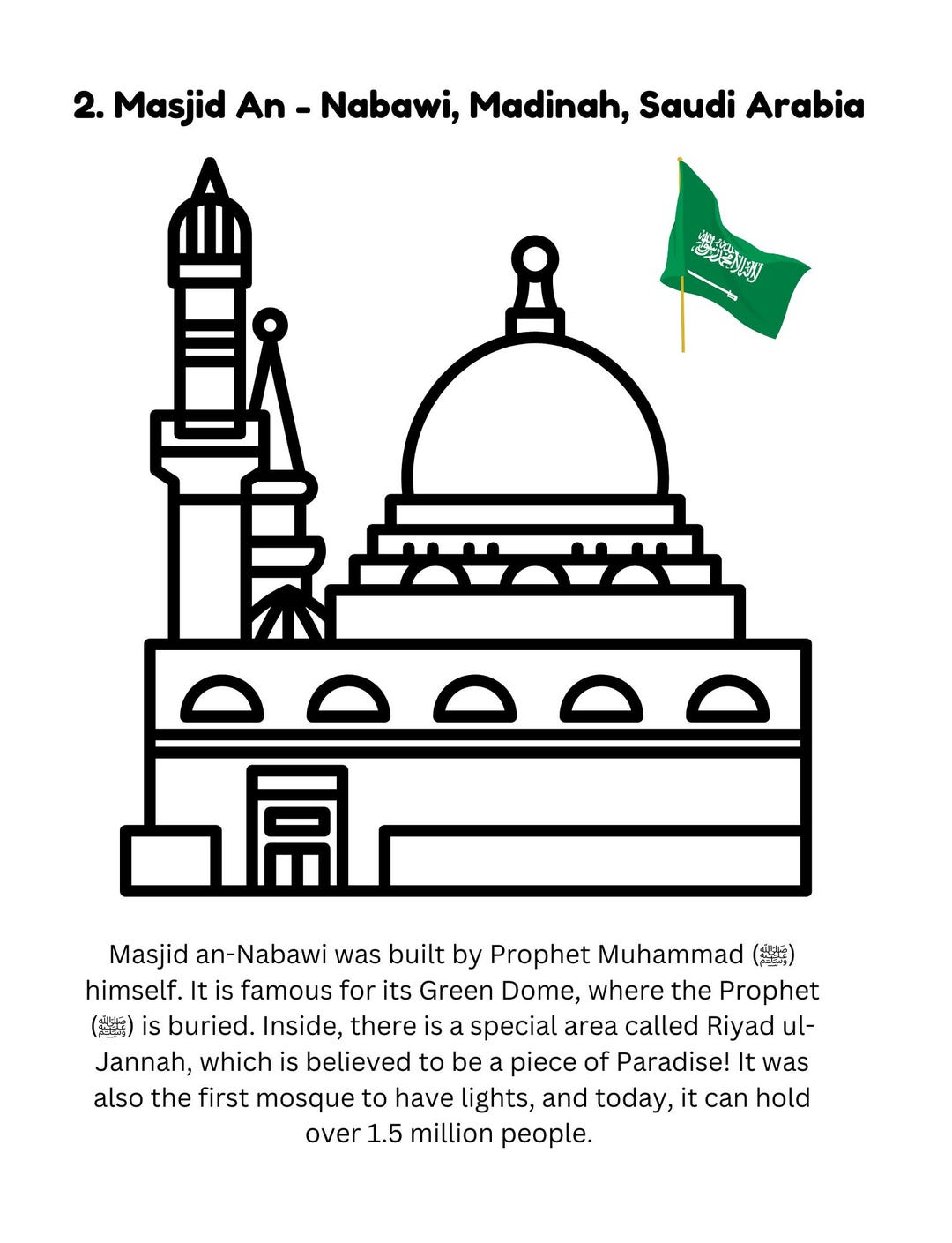 Top 10 Famous Mosques Around the World Coloring Sheets for Kids Islamic ...