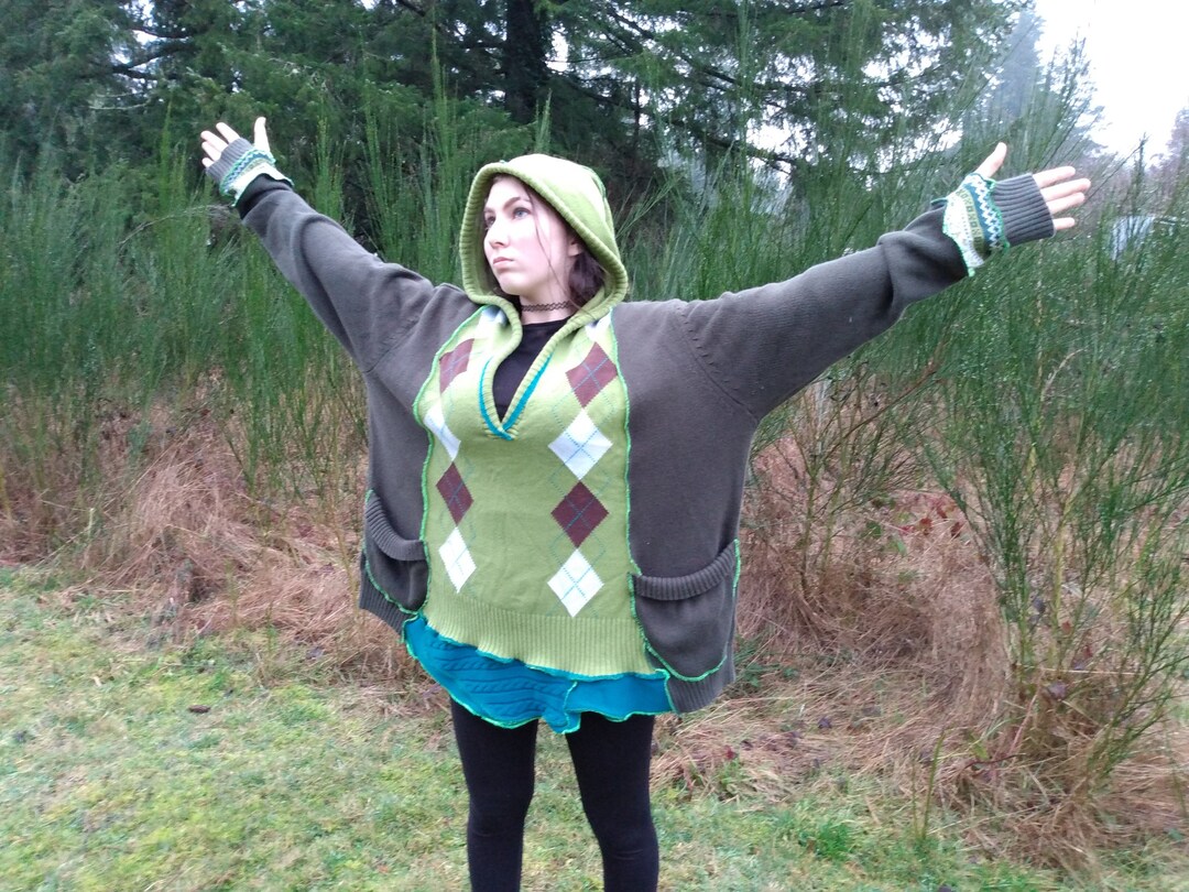 YMELDA Sweater Hoodie Katwise Inspired Upcycled Pullover Fairy Boho Top ...