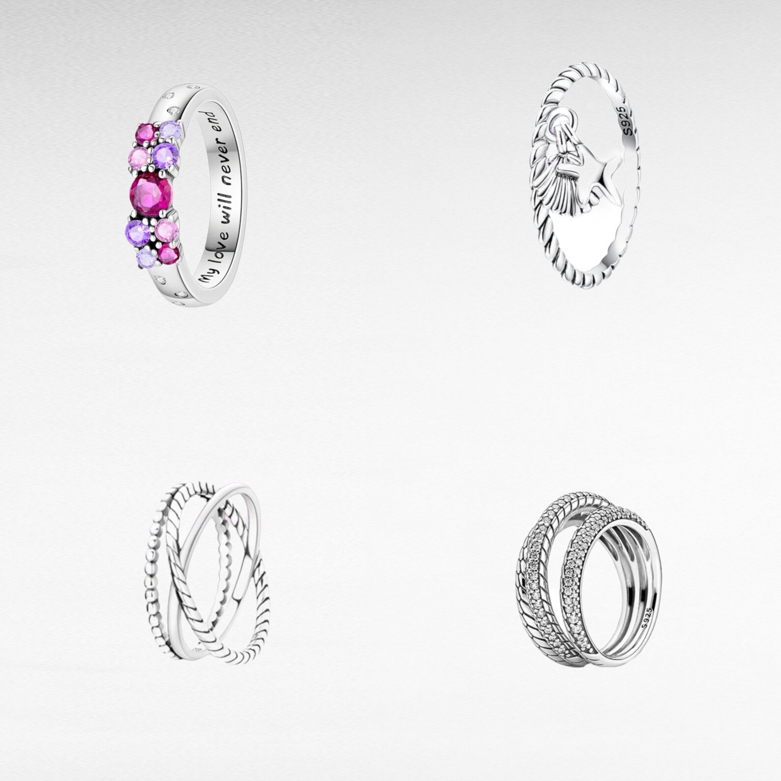 S925 Sterling Silver Pandora Ring, Handmade Wedding Valentine Ring ...