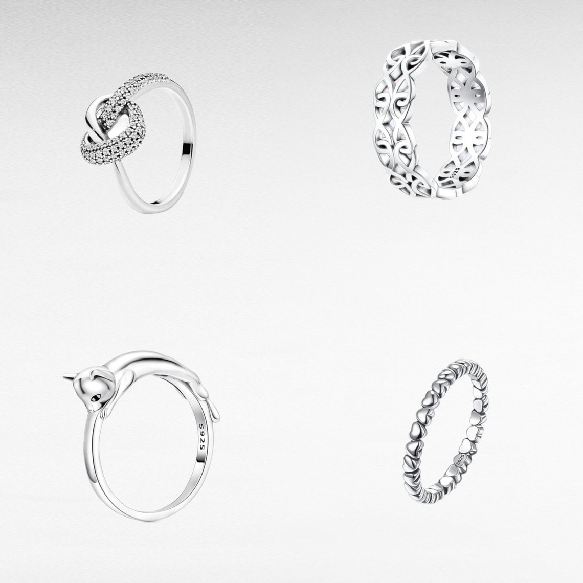 S925 Sterling Silver Pandora Ring, Handmade Wedding Valentine Ring ...