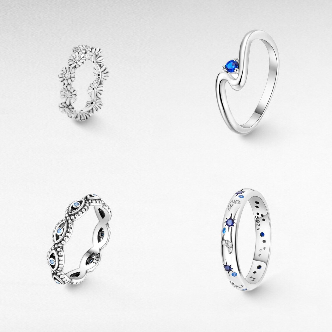 S925 Sterling Silver Pandora Ring, Handmade Wedding Valentine Ring ...