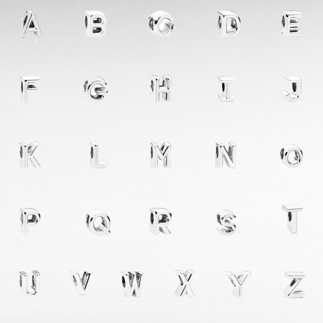 Alphabet Charms, Fit Pandora Snake Chain Charm,925 Sterling Silver ...