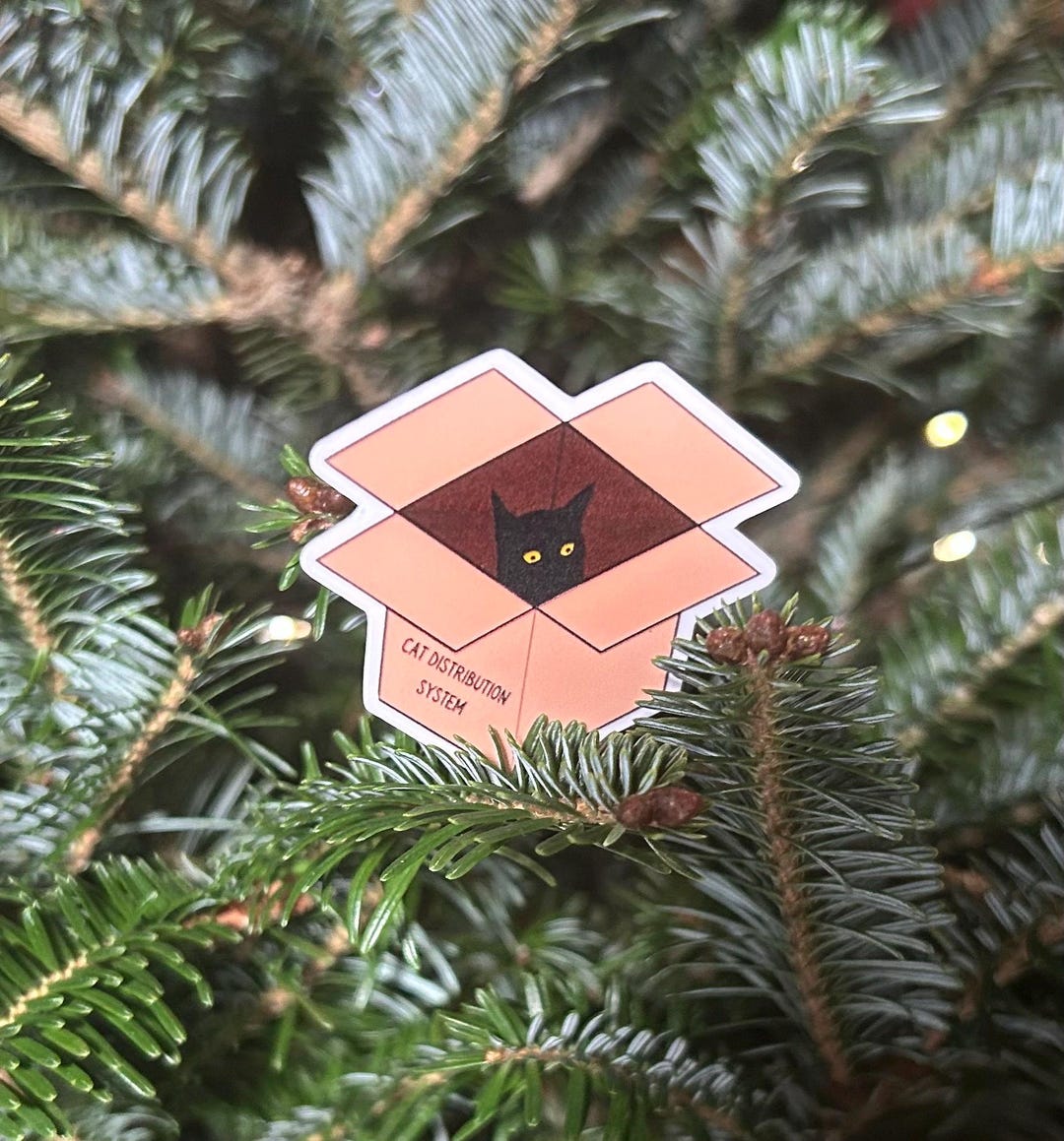 Cat Box Cat Distribution Sticker, Small Cat Sticker, Funny Cat ...