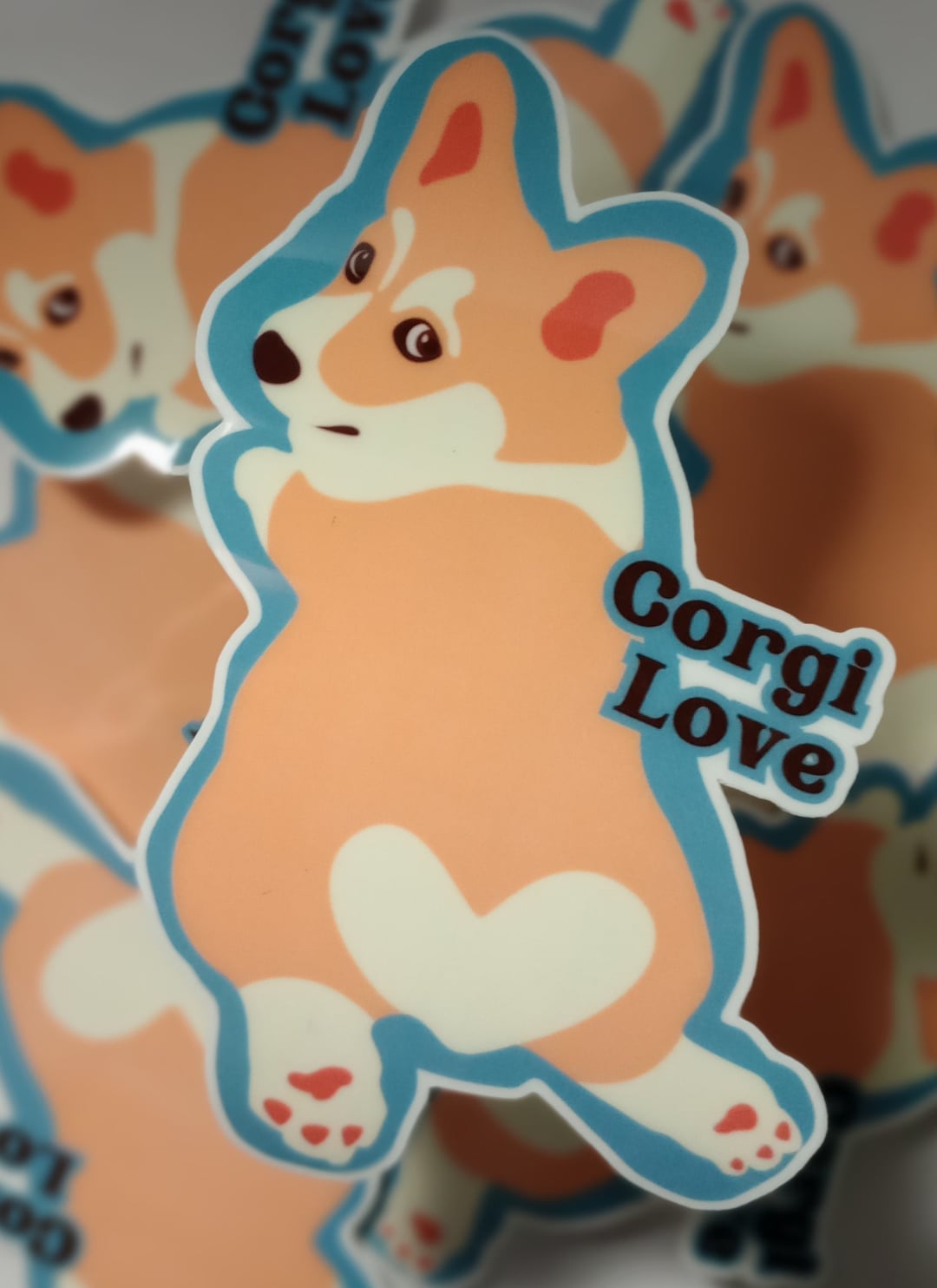 Corgi Love Cute Heart Butt Sticker, Bluedog, Corgi Love, Corgi Butt ...