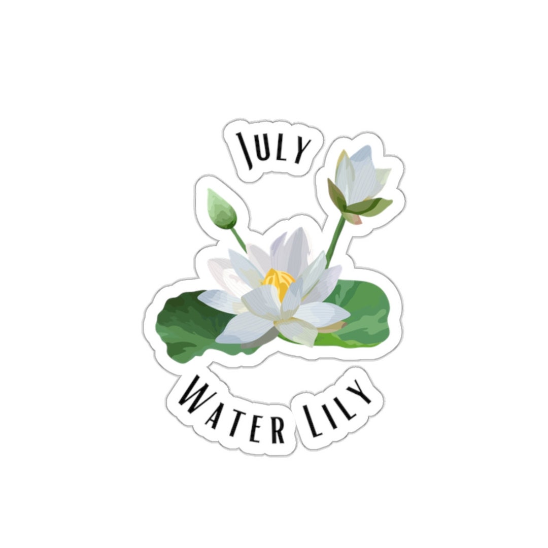 July Water Lily Birth Month Sticker, Water Lily Flower Sticker, July ...