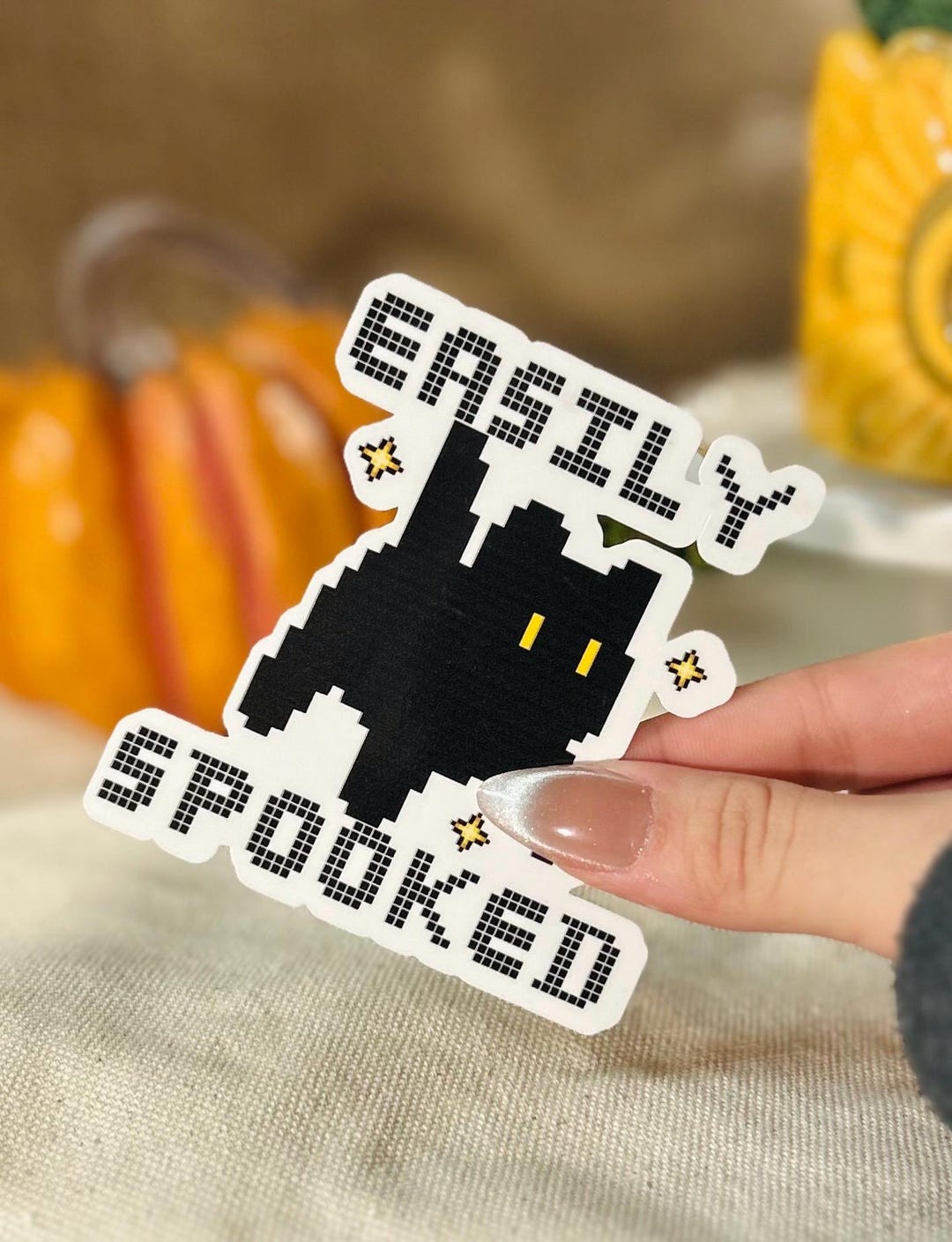 Easily Spooked Black Cat Sticker, Attitude Stickers, Cat Mom, Black Cat ...