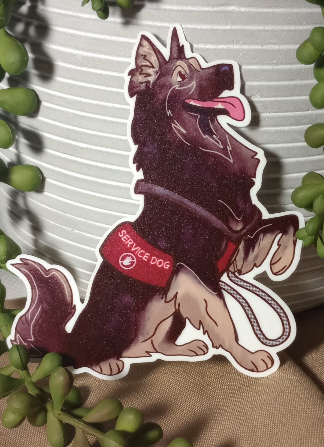 German Shepherd Service Dog Sticker, Personal Dog Naming, Cute GSD ...