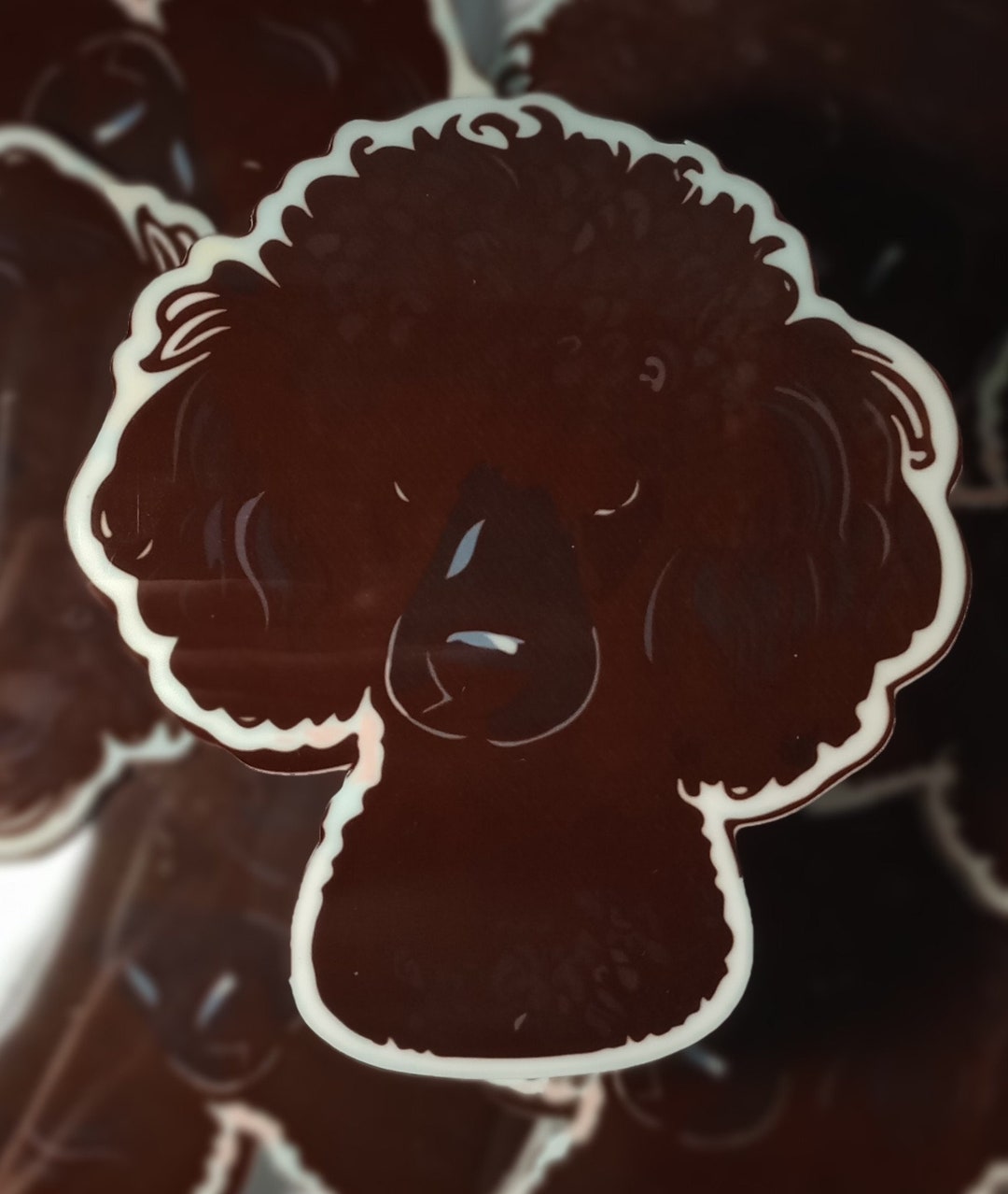 Poofy Black Poodle Colorful Sticker, Poodle Sticker, Cute Sticker, Dog ...