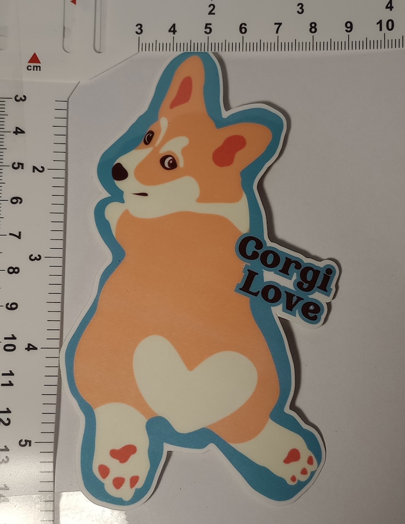 Corgi Love Cute Heart Butt Sticker, Bluedog, Corgi Love, Corgi Butt ...