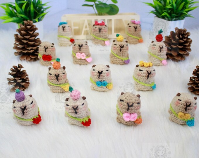 Crochet Capybara With Bag Keychain, Amigurumi Capybara, Crochet Funny ...