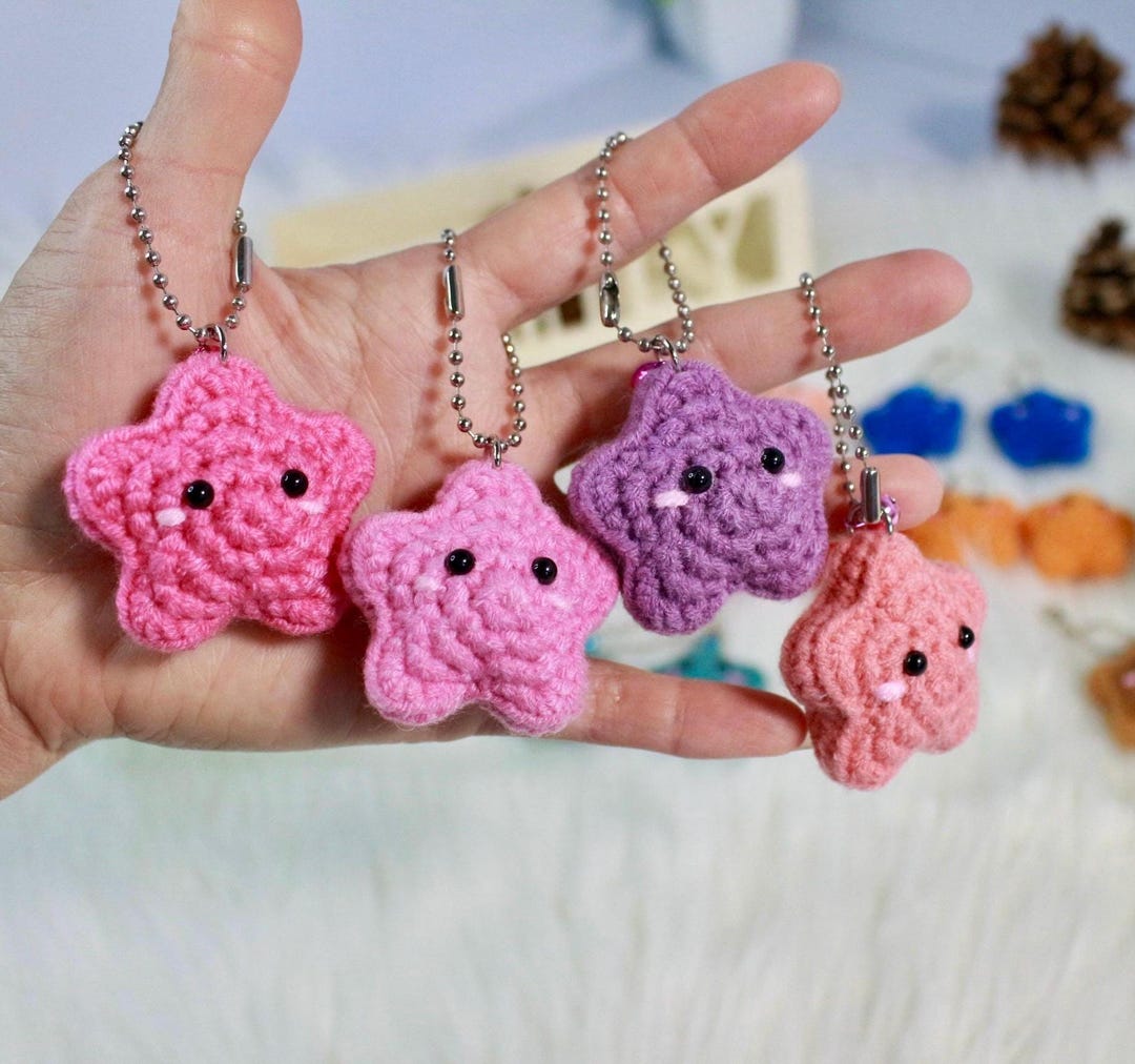 Handmade Amigurumi Star Crochet Keychain Handmade Star Crochet Keychain ...