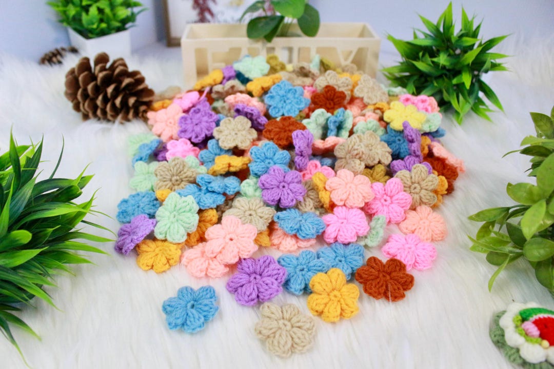 Mini Crochet Flower Crochet Mini Flower Crochet Small Applique Flower ...