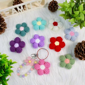 Flower Crochet Keychain Crochet Flower Keychain Crochet Flower for ...