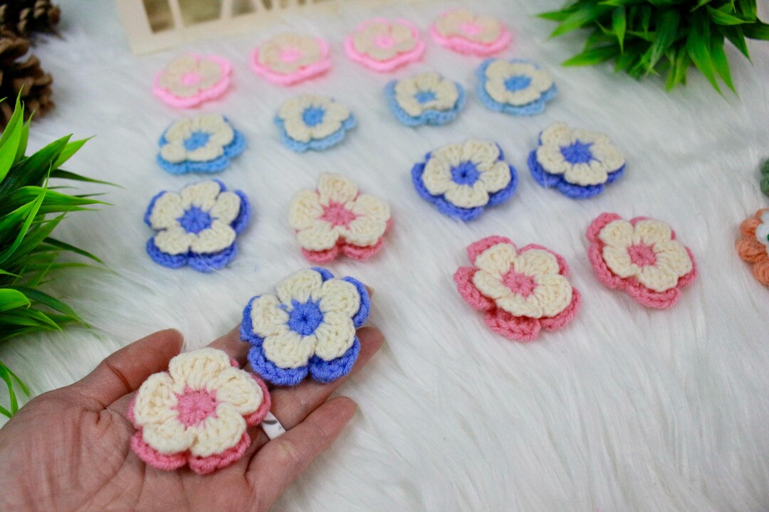 Mini Crochet Flower Crochet Mini Flower Crochet Small Applique Flower ...