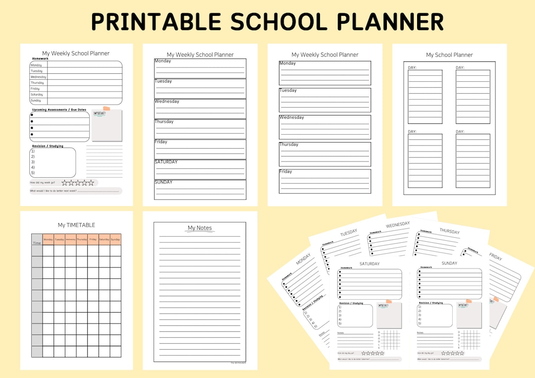 Simple Printable School Planner With 13 Templates to Choose From for ...