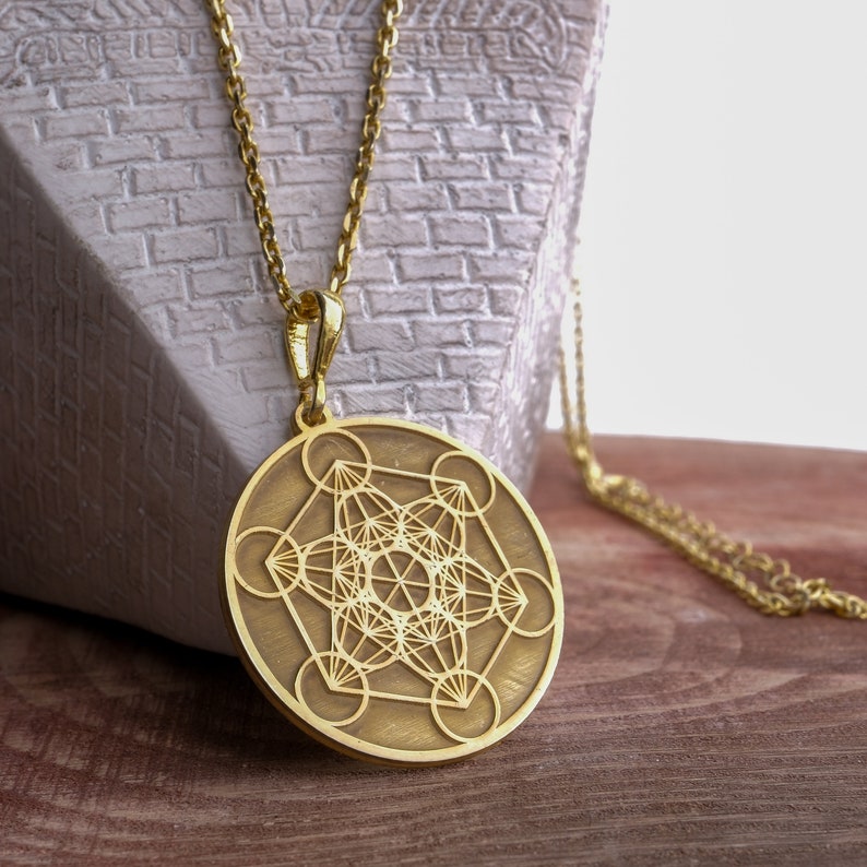 14K Solid Gold Metatron Necklace, Gold Archangel Necklace, Sacred ...