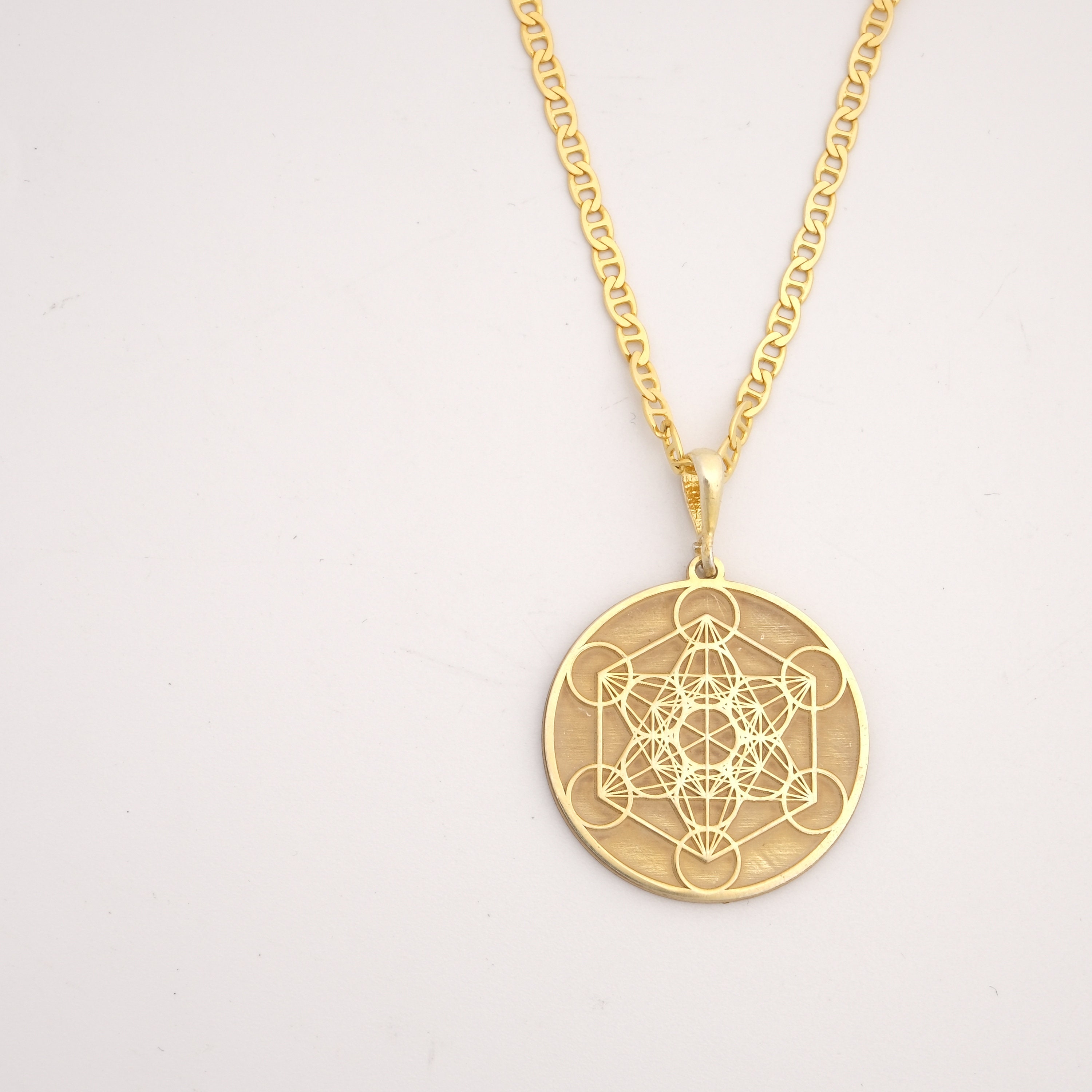 14K Solid Gold Metatron Necklace, Gold Archangel Necklace, Sacred ...