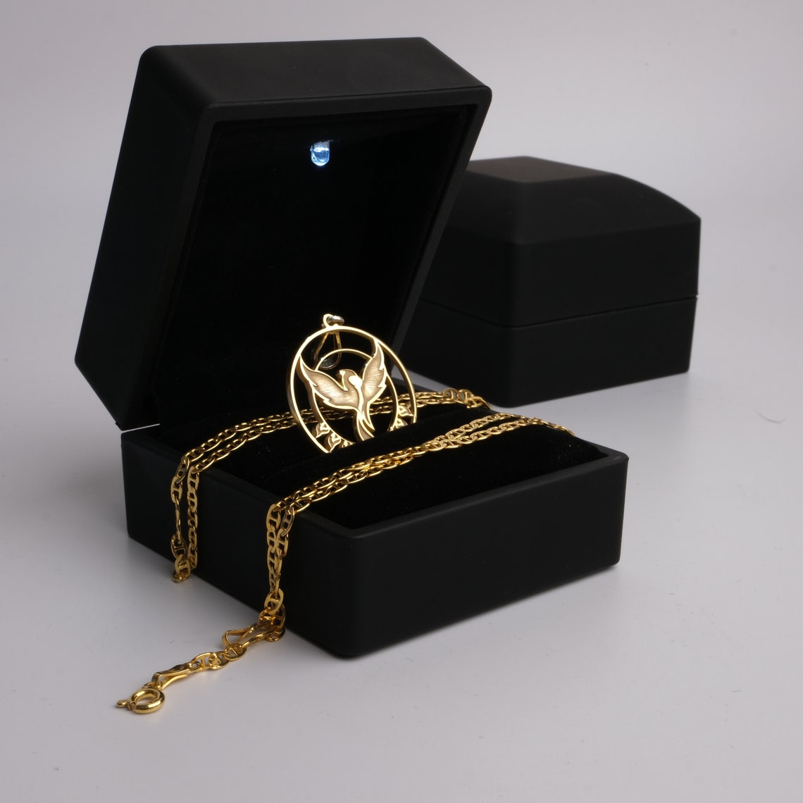 14K Gold Phoenix Necklace, Silver Phoenix Charm Necklace, Phoenix Bird ...