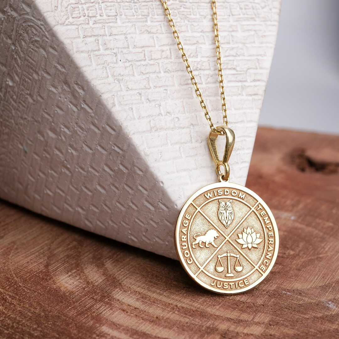Wisdom, Justice, Temperance, Moderation, Virtues Necklace, Virtues ...