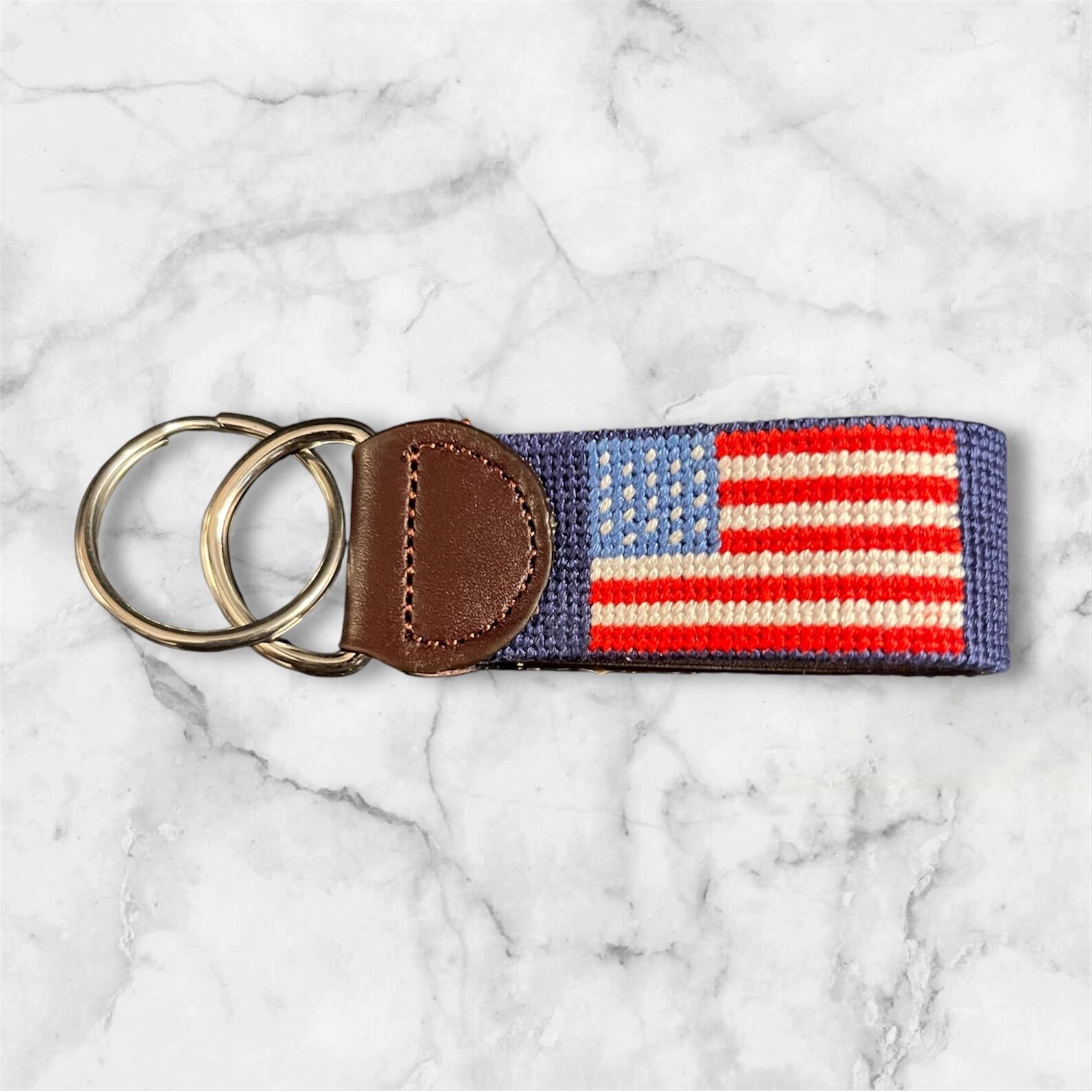 American Flag Needlepoint Key Fob - Etsy