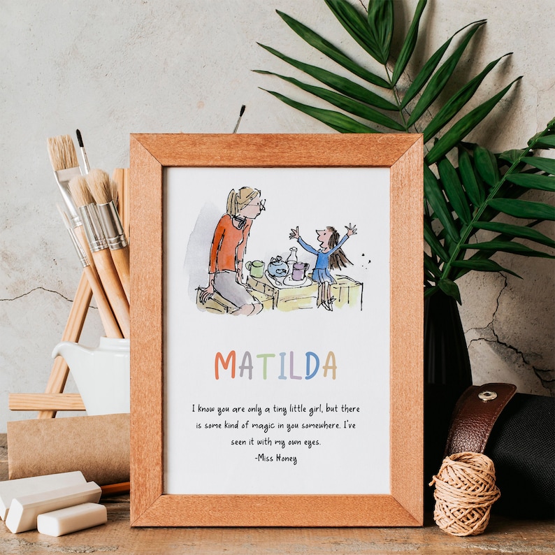 Personalised Matilda Name Print, Roald Dahl Bedroom Decor, Kids Nursery ...