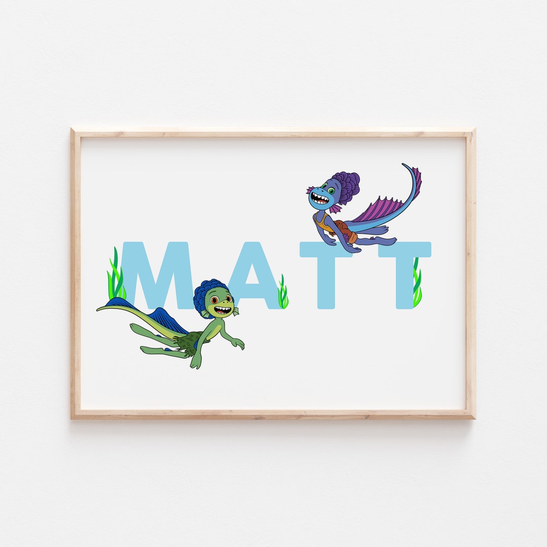 Personalised Luca Name Print, Disney Pixar Kids Bedroom Decor, Nursery ...