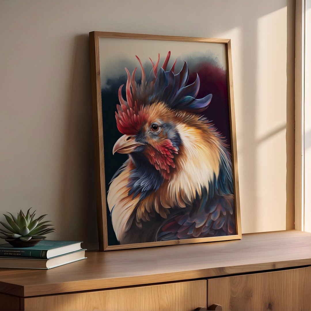 Watercolour Rooster Cockerel Art Print, Office Wall Art, Hallway ...