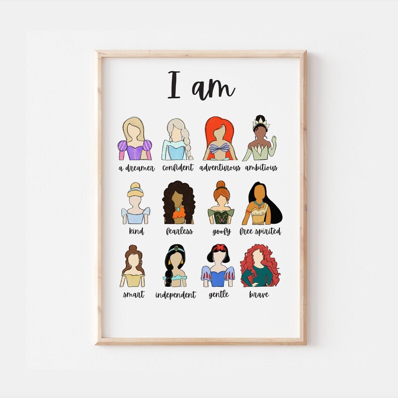 Disney Princesses I Am Print, Disney Bedroom Decors, Girls Nursery Wall ...