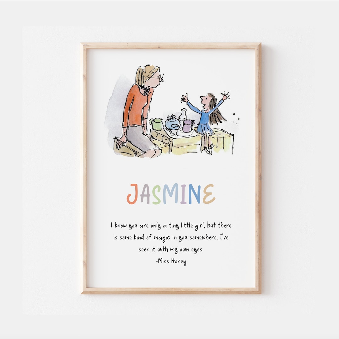 Personalised Matilda Name Print, Roald Dahl Bedroom Decor, Kids Nursery ...