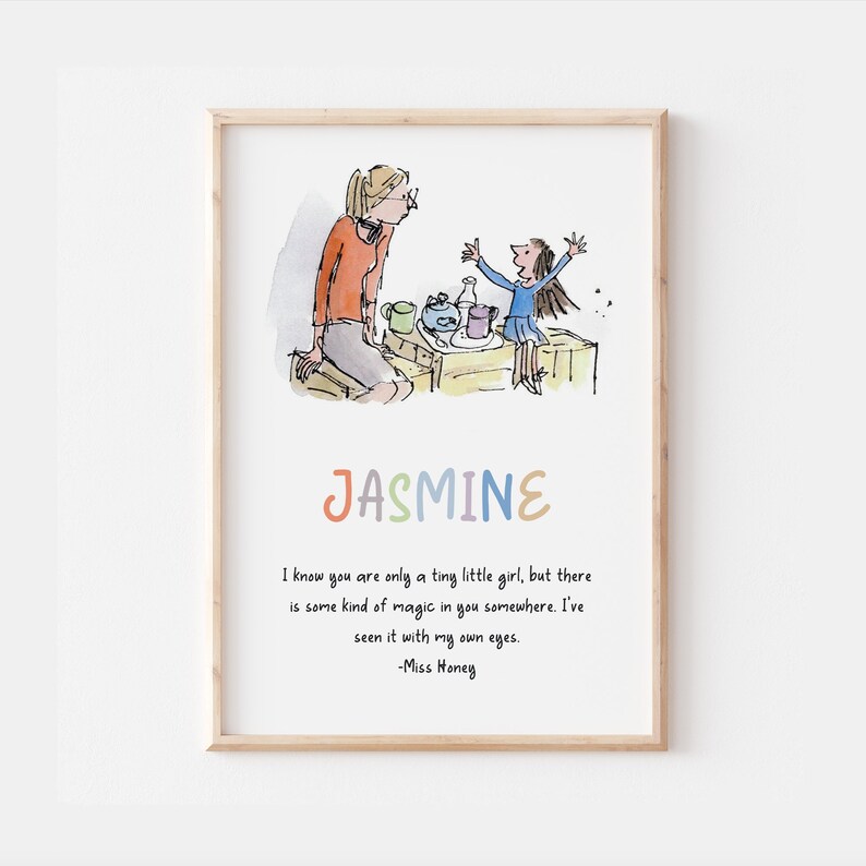 Personalised Matilda Name Print, Roald Dahl Bedroom Decor, Kids Nursery ...