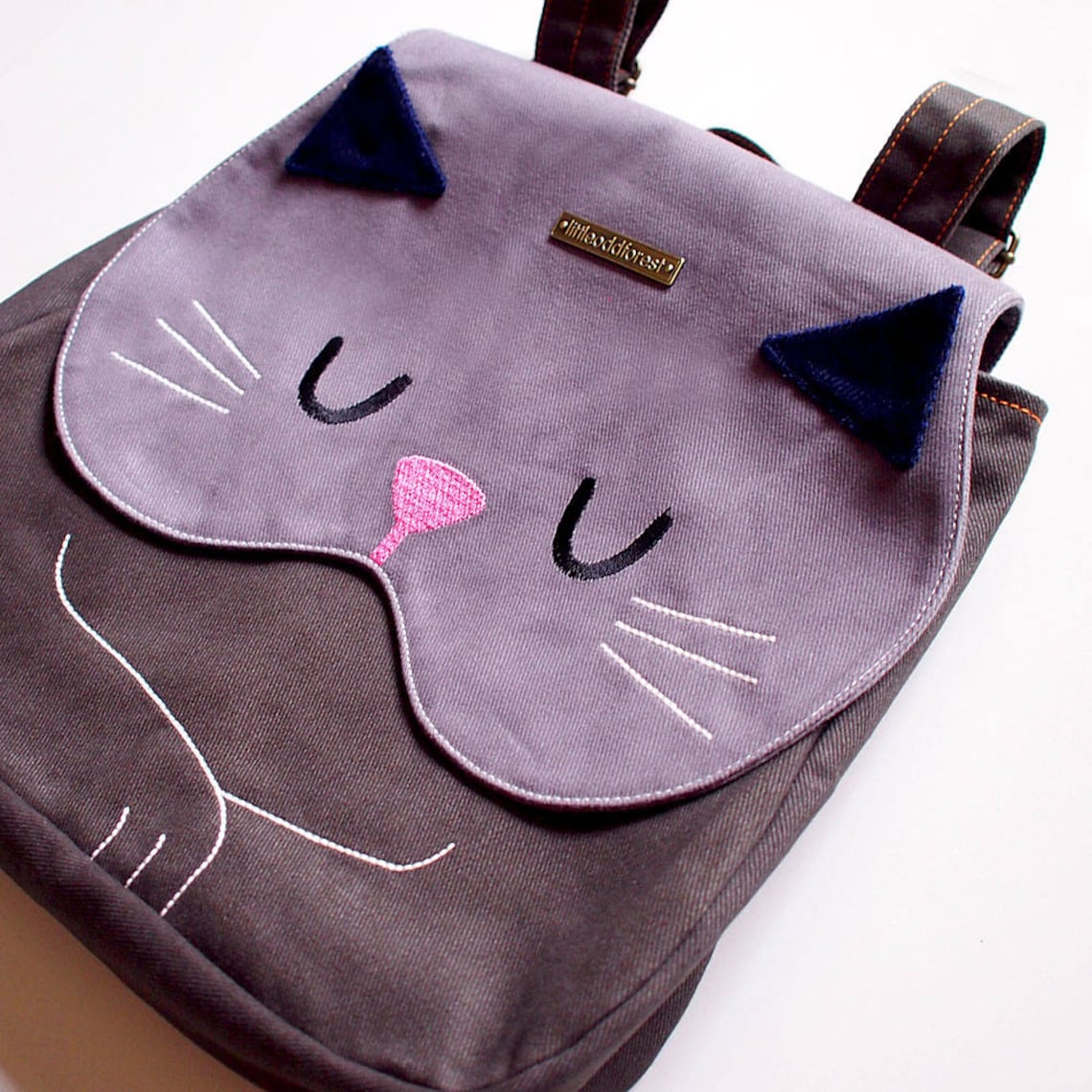 Cute Black CAT Backpack Vegan Kitty Cat Zip Pocket Bag | Etsy