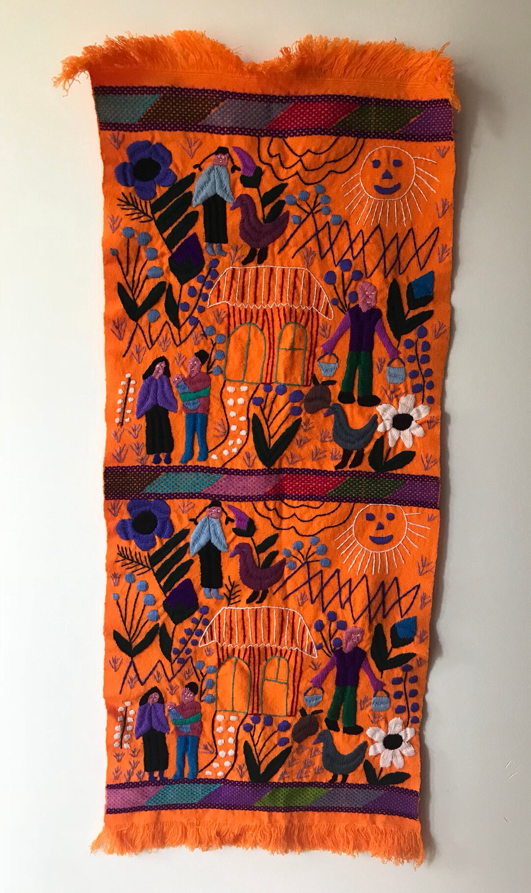Handcrafted Mexican Embroidery Wall Hanging: Chiapas Folk Art - Etsy