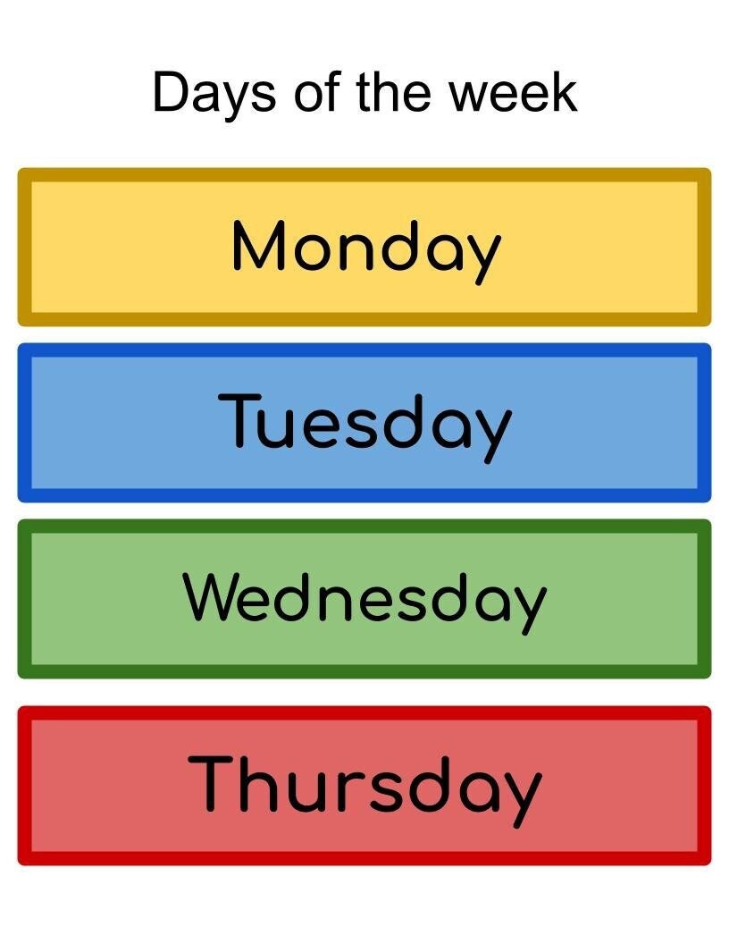 Days of the Week Printable - Etsy