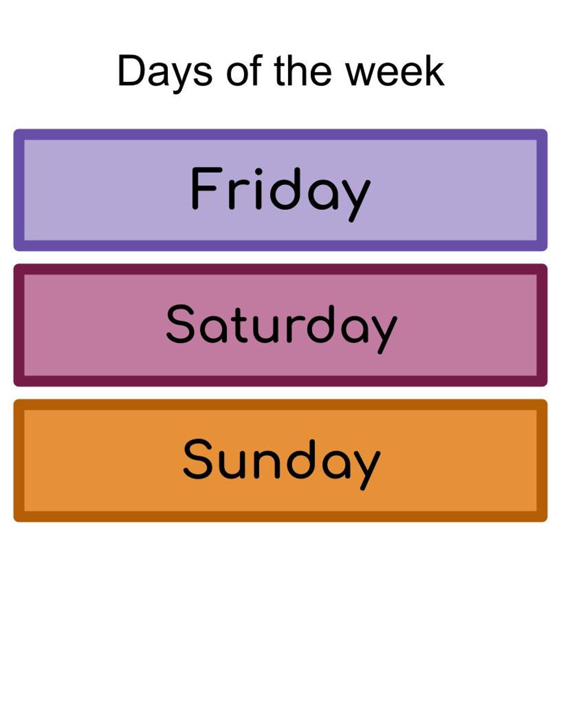 Days of the Week Printable - Etsy