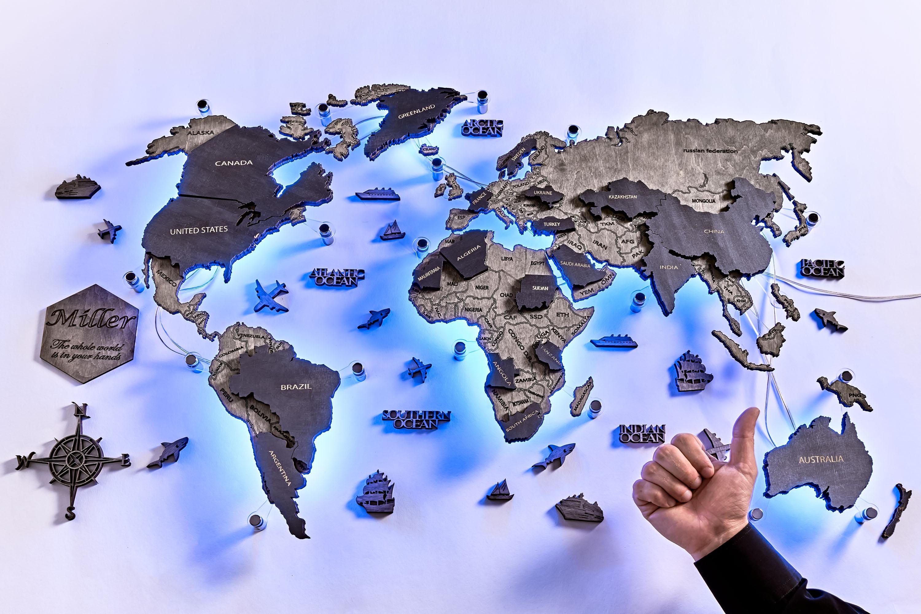 Custom LED Wooden World Map, Functional Wall Art for Professionals, for ...