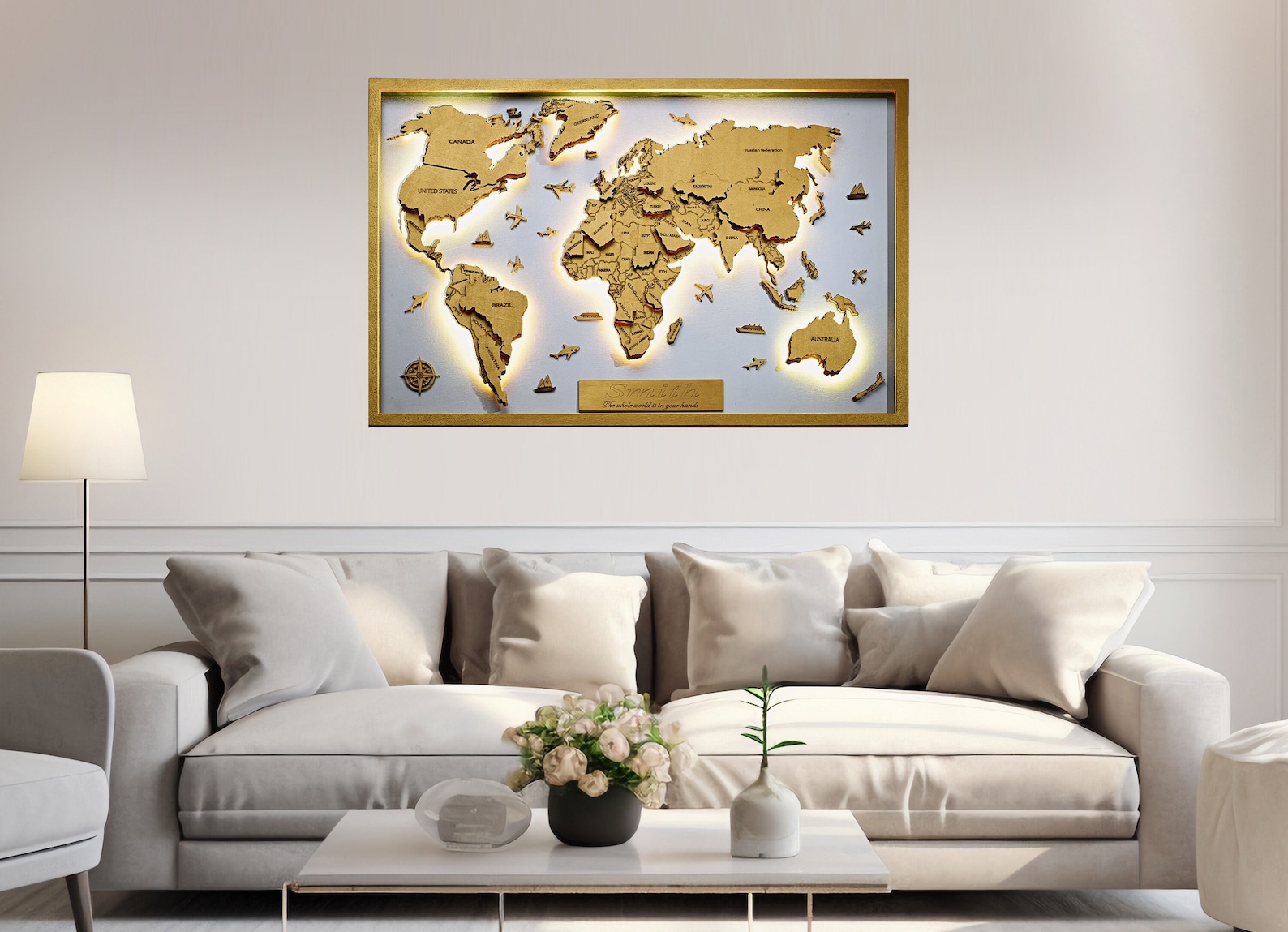 3d World Map,5d Illuminated World Map With Remote Control,personalized ...