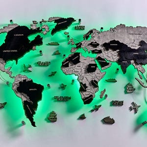 LED Backlight Wooden World Map Wall Decoration Above Bed Decor ...