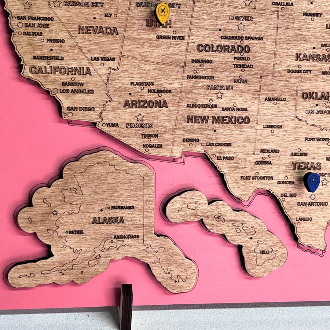 Map of USA Custom Wall Art Push Pin Travel Map Gift for Brother ...